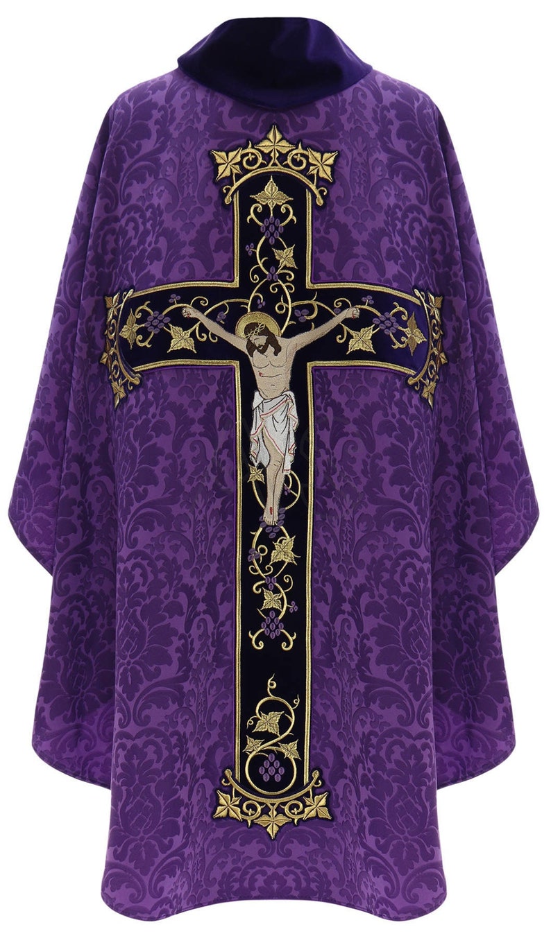 Gothic Chasuble crucifixion of Jesus With Matching Table Made of Purple ...