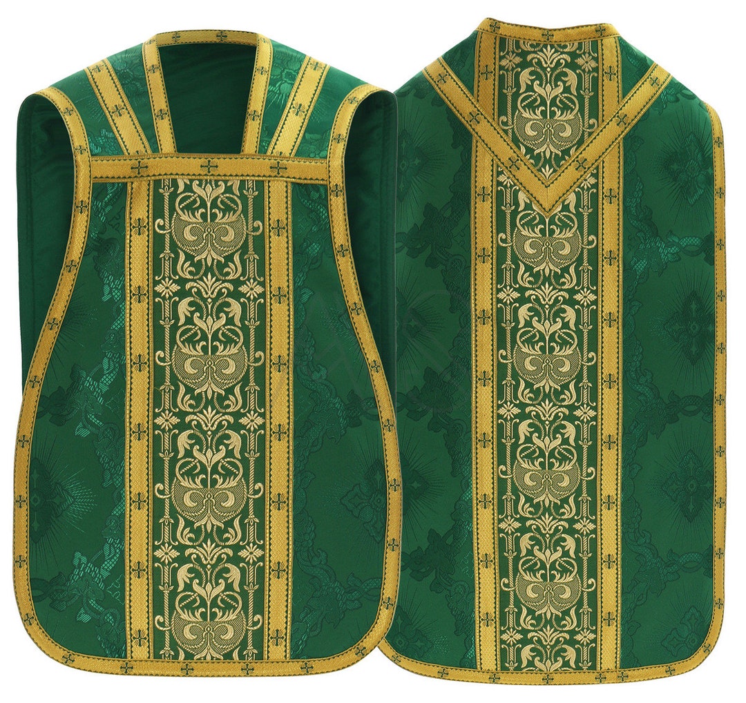 Green Roman Chasuble With Matching Table, Maniple Chalice Veil and ...