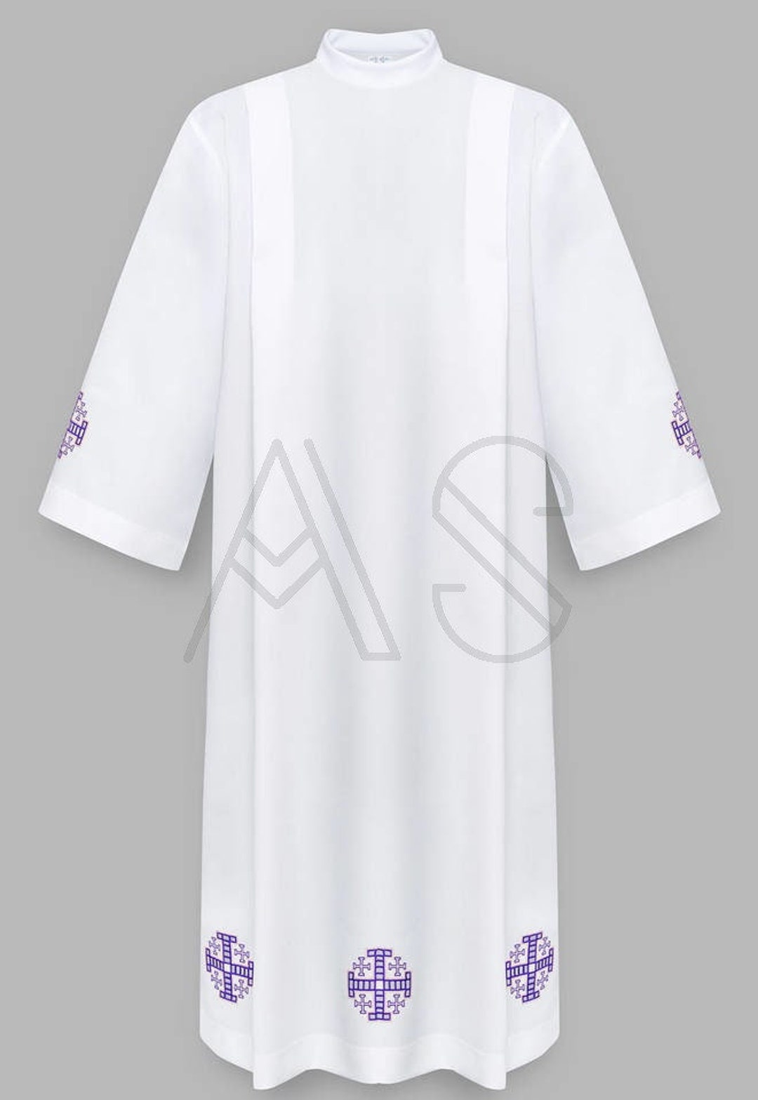 White Alb With Embroidered Purple Crosses - Etsy