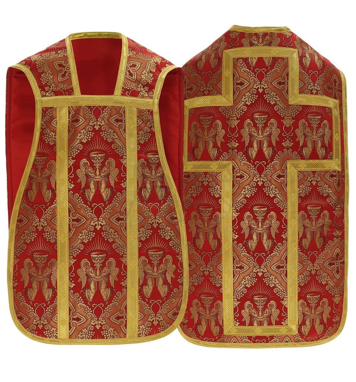 Roman Chasuble With Matching Stole, Maniple, Burse and Chalice Veil Low ...