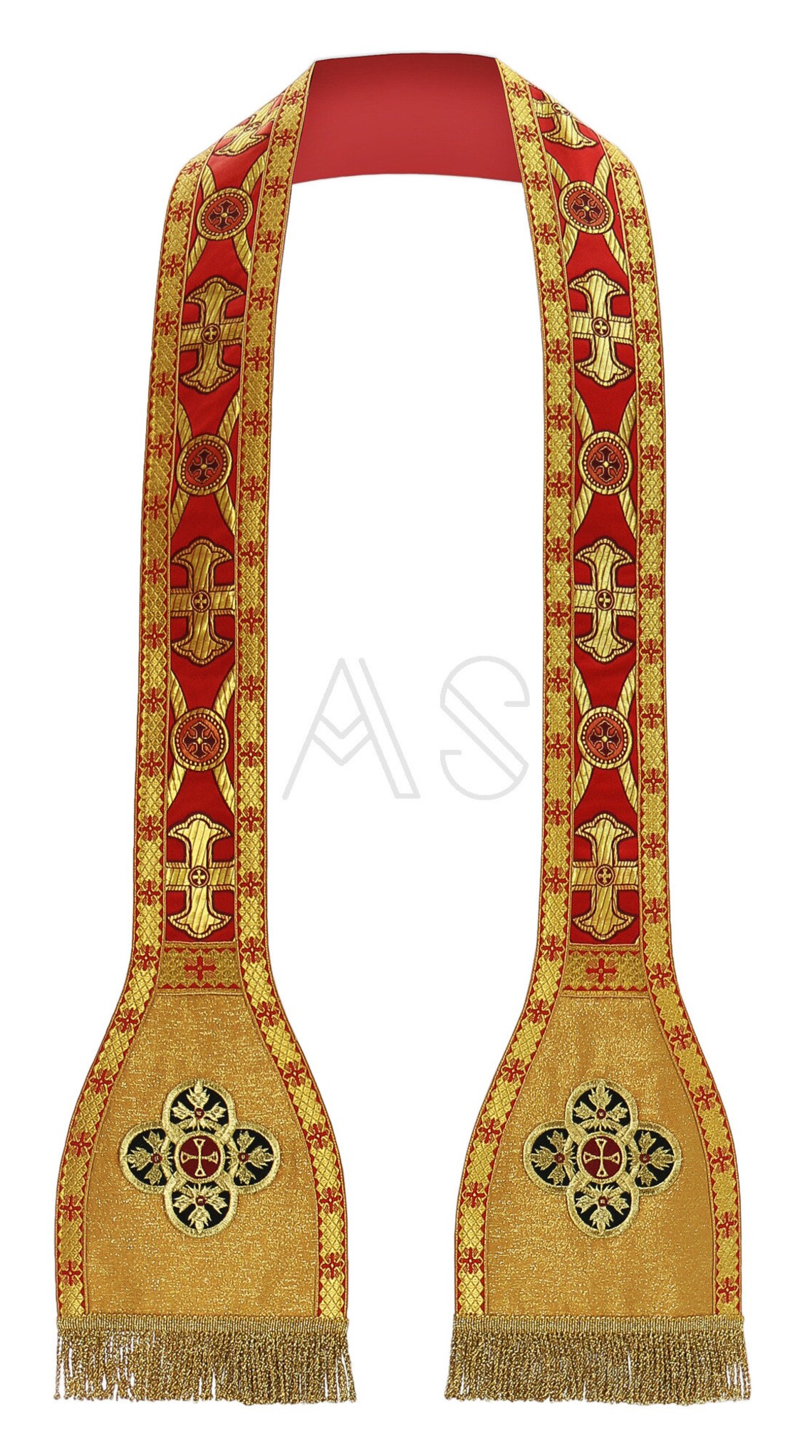 Red Roman Chasuble With Matching Stole, Maniple, Burse and Chalice Veil ...