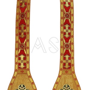 Red Roman Chasuble With Matching Stole, Maniple, Burse and Chalice Veil ...