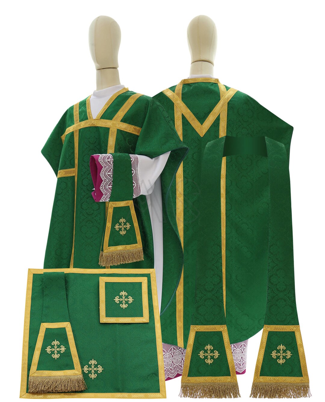 Green Chasuble "st. Philip Neri" With Matching Stole, Chalice Veil ...