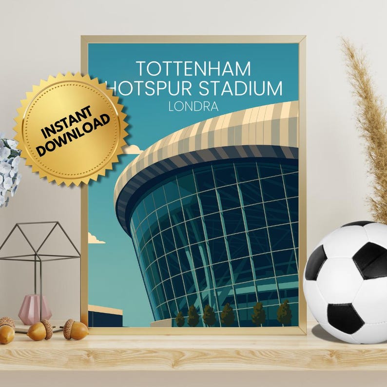 Tottenham Hotspur Stadium Vintage Poster | 50s Style London Football ...
