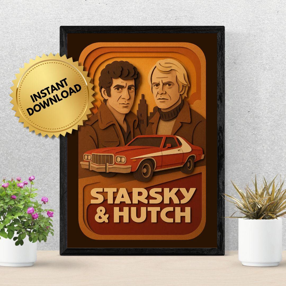 Starsky and Hutch Digital Poster, Vintage 70s TV Show Wall Art, Retro ...