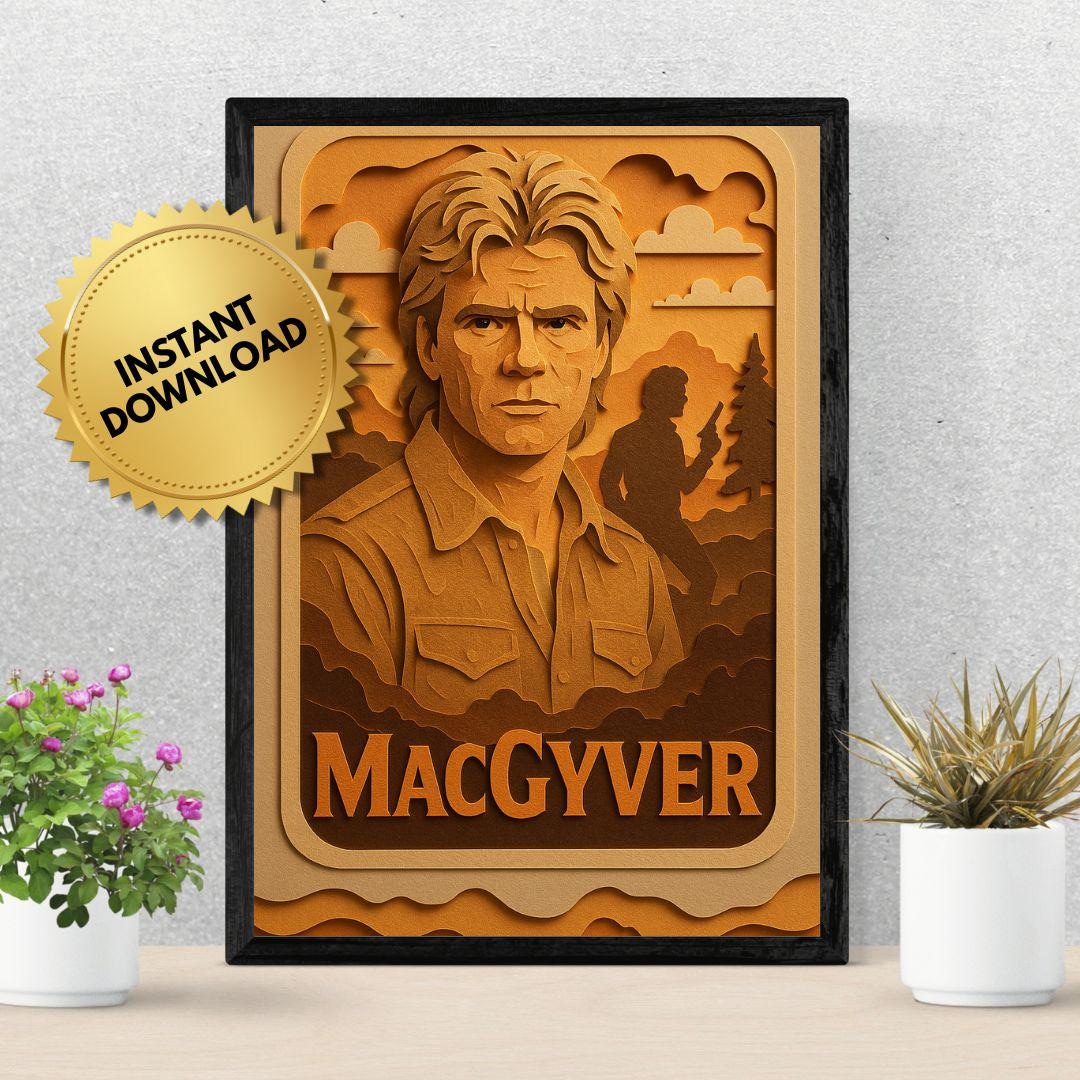 Macgyver Digital Poster, Vintage 80s TV Show Wall Art, Retro Adventure ...