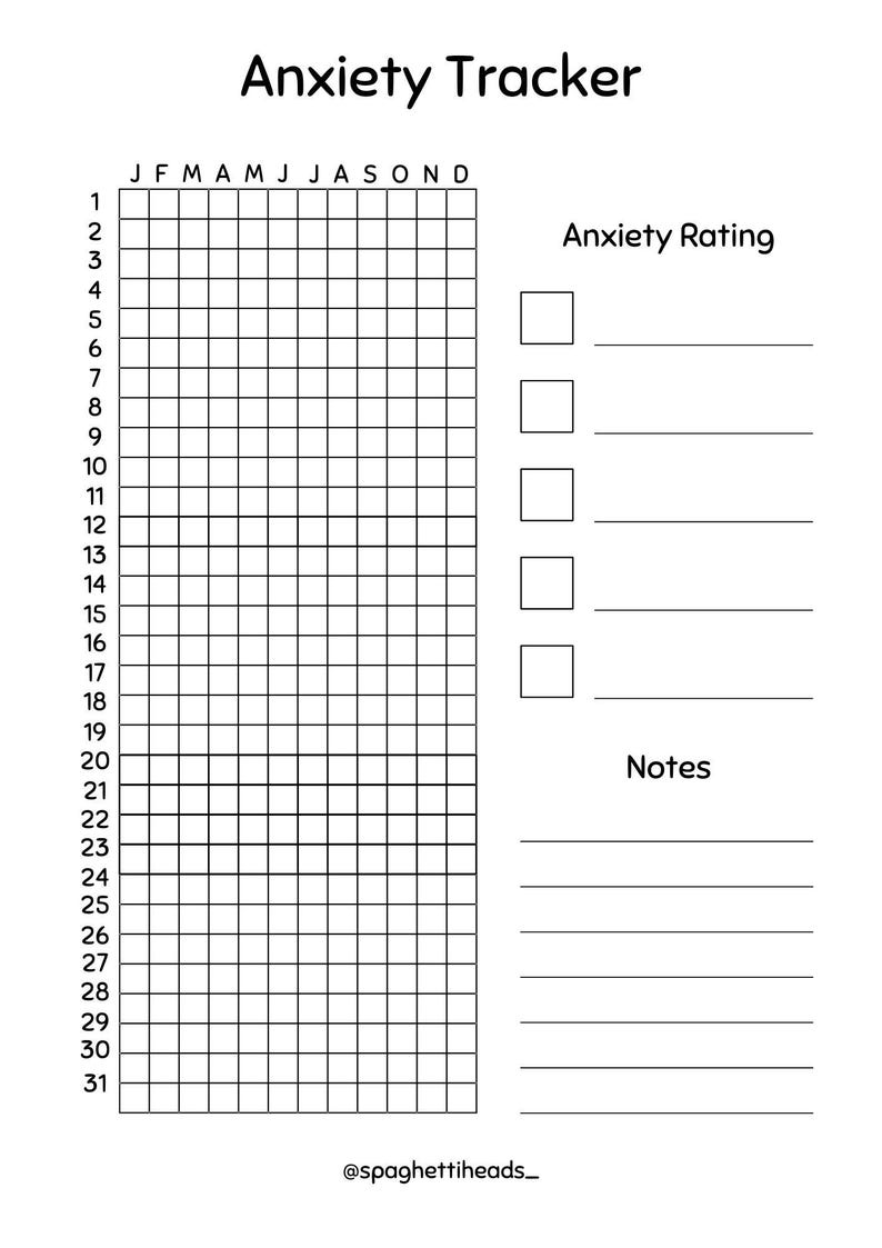 Daily Anxiety Tracker Printable Anxiety Journal to Track Anxiety/mood ...