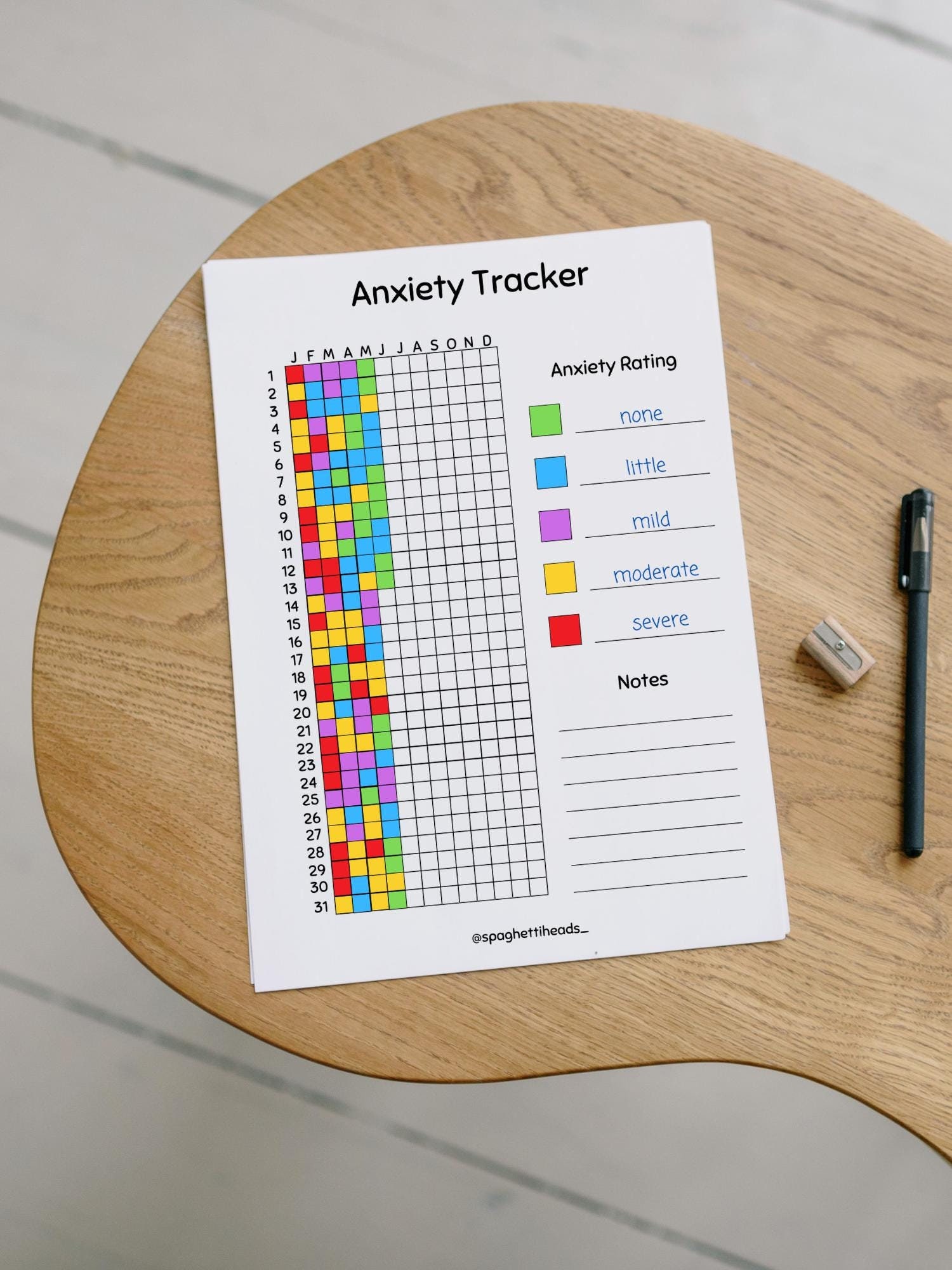 Daily Anxiety Tracker Printable Anxiety Journal to Track Anxiety/mood ...