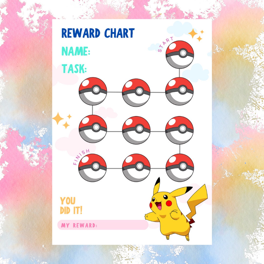 Cute Kids Reward Chart Pokemon Pokeballs PDF Download and Print - Etsy ...