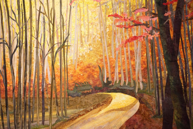 Forest Landscape Quilt, Nature Art Quilt Wall Hanging, 34.2x29.5 Inches ...