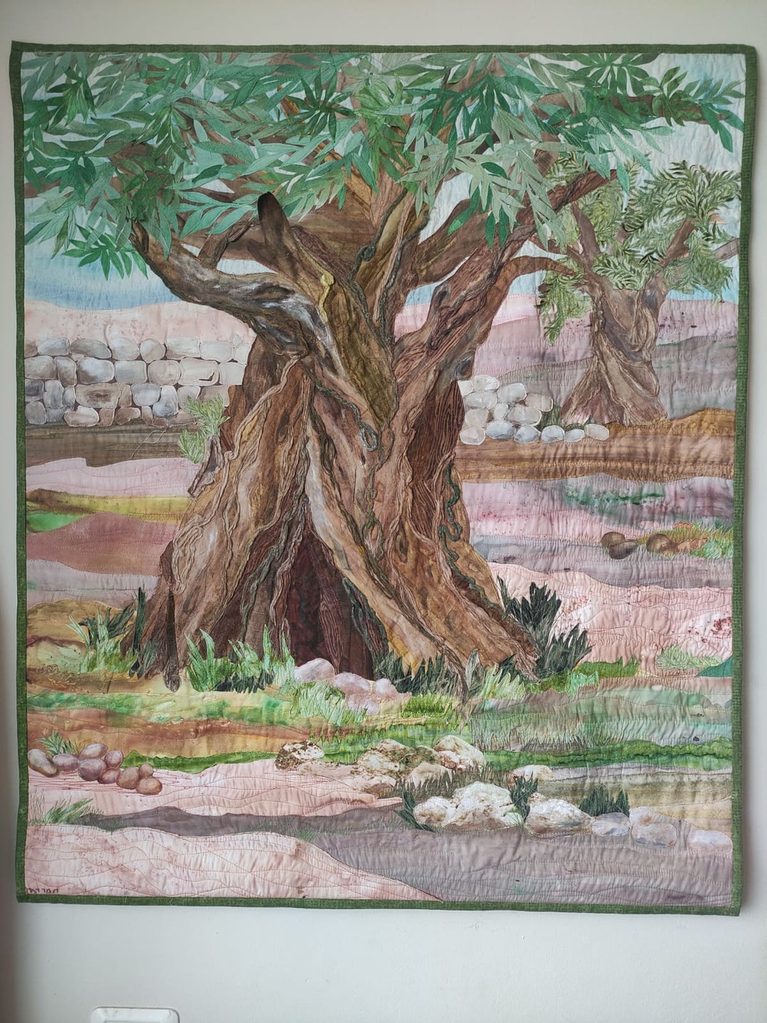 The Olive Trees, Fruit Quilt, Quilted Landscape, Art Quilt Wall Hanging ...