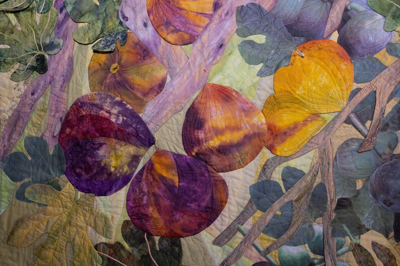The Figs, Fruit Quilt, Quilted Landscape, Art Quilt Wall Hanging, Art Quilt, Landscape Quilt ...