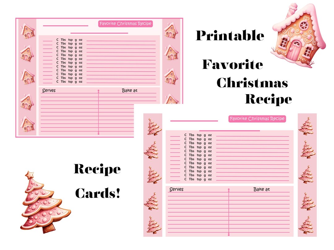 Printable Favorite Christmas Recipe Cards-gingerbread House & - Etsy