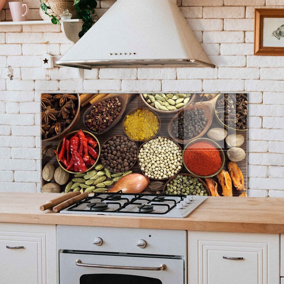 Stove Backsplash Glass Panel, Kitchen Wall Decor, Stove Top Back Cover ...