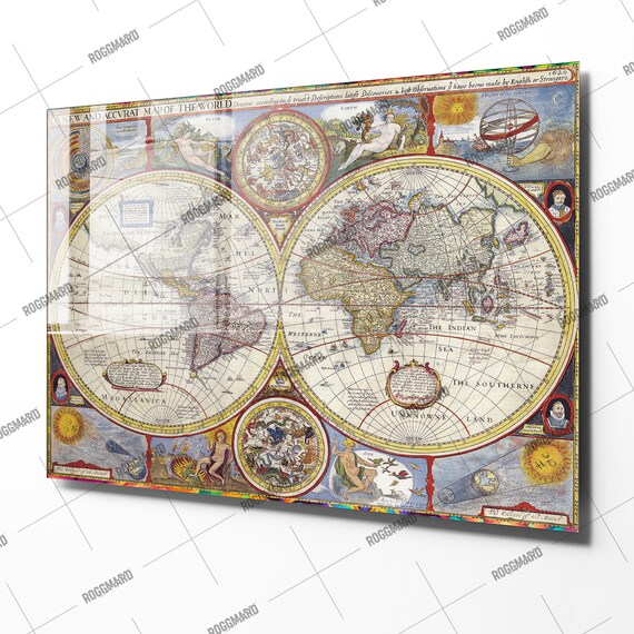 World Map Tempered Glass Wall Art Home Living Room Bedroom | Etsy