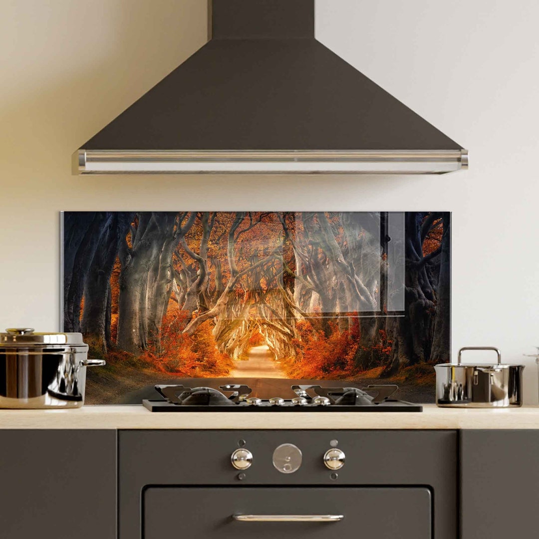 Kitchen Backsplash, Stove Back Cover, Tempered Glass Backsplash ...