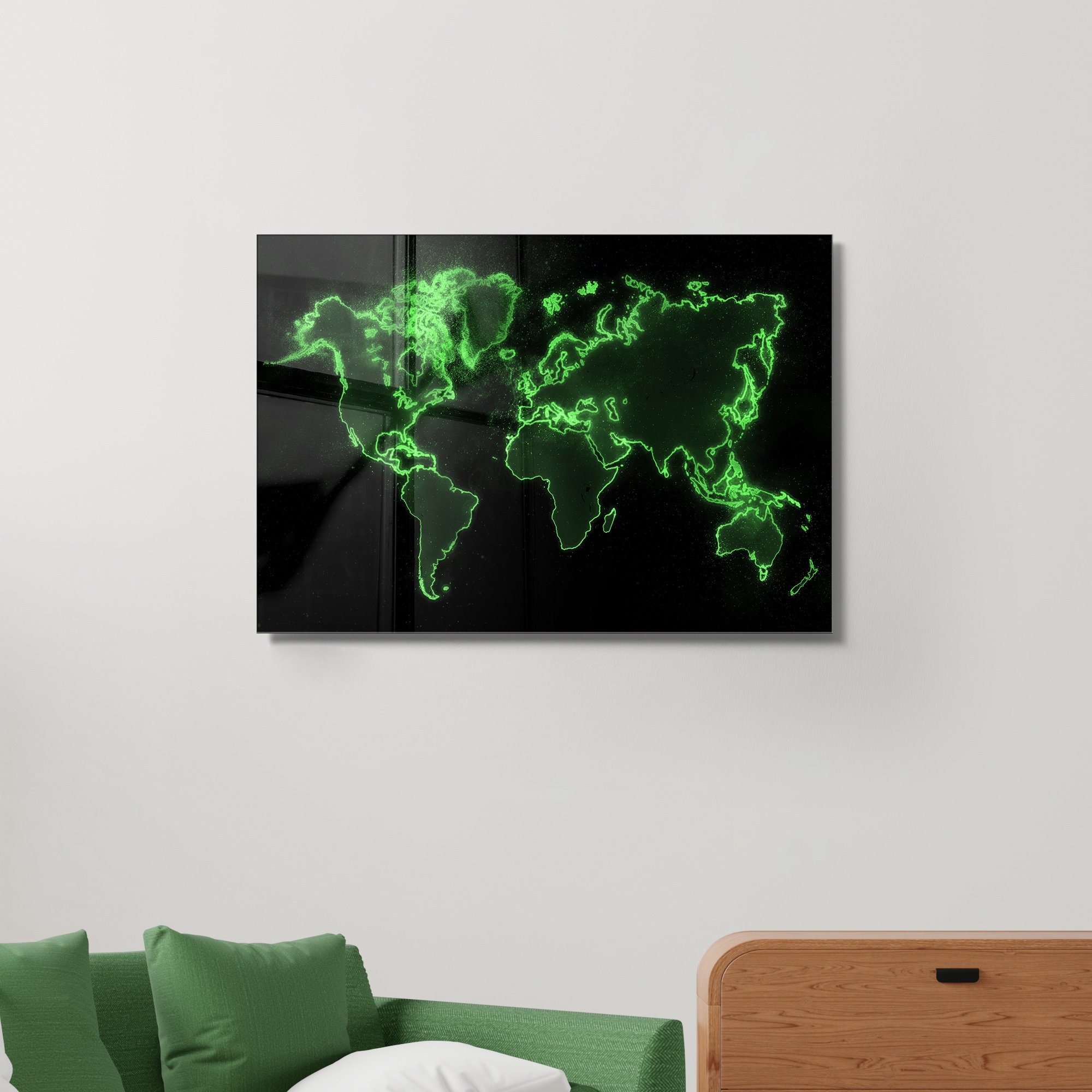 World Map Tempered Glass Wall Art Extra Large Wall Art - Etsy