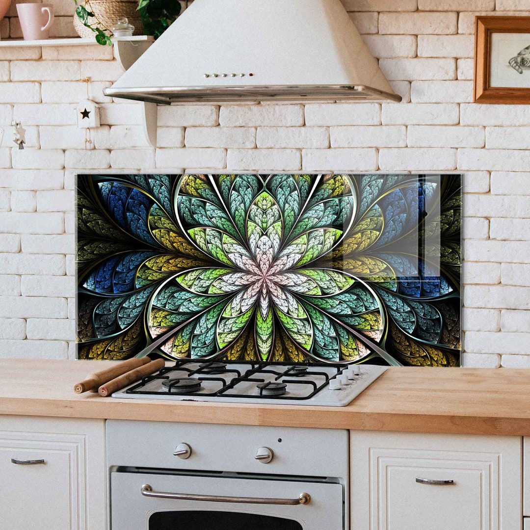 Kitchen Backsplash, Stove Back Cover, Tempered Glass Stove Backsplash ...