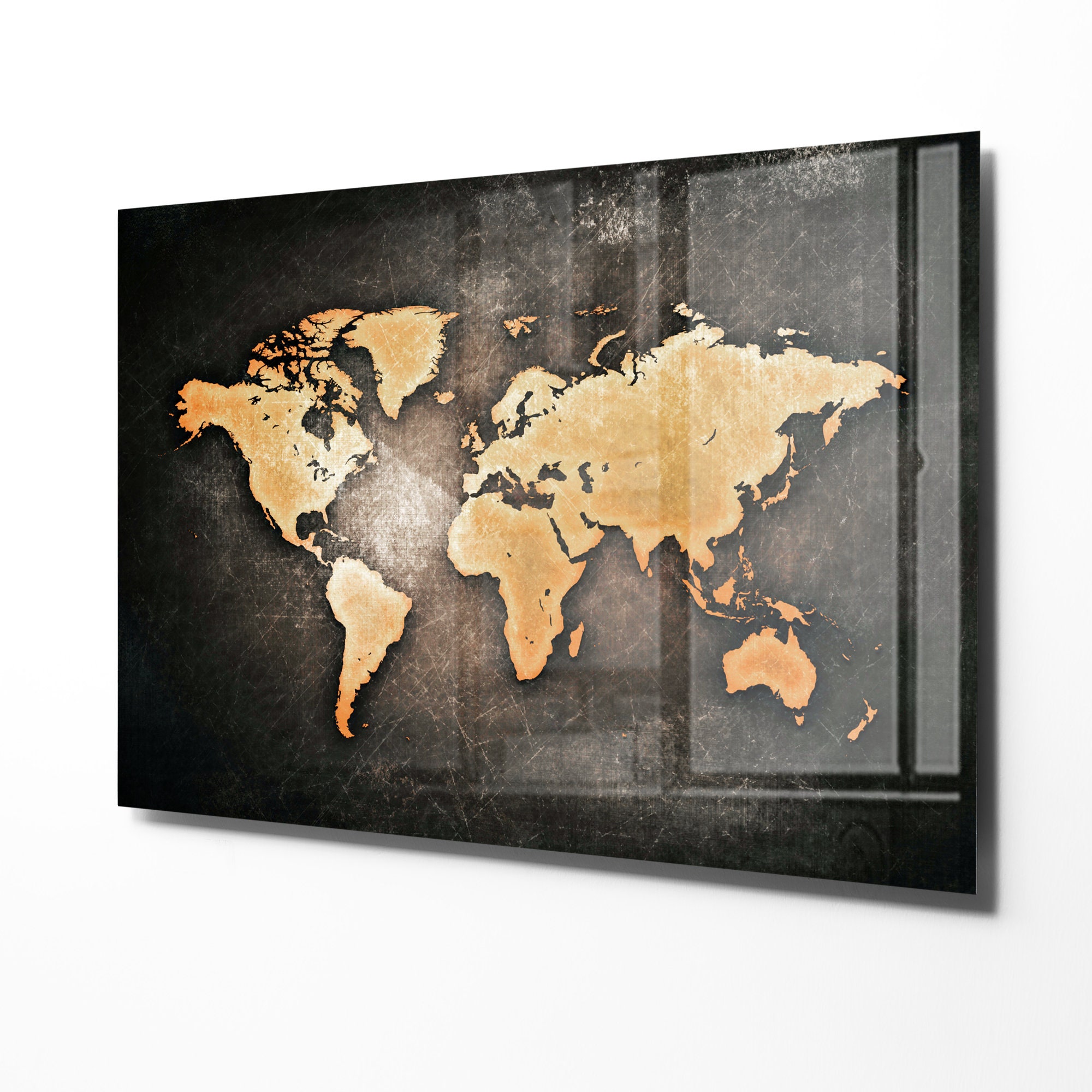 World Map Tempered Glass Wall Art Extra Large Wall Art - Etsy
