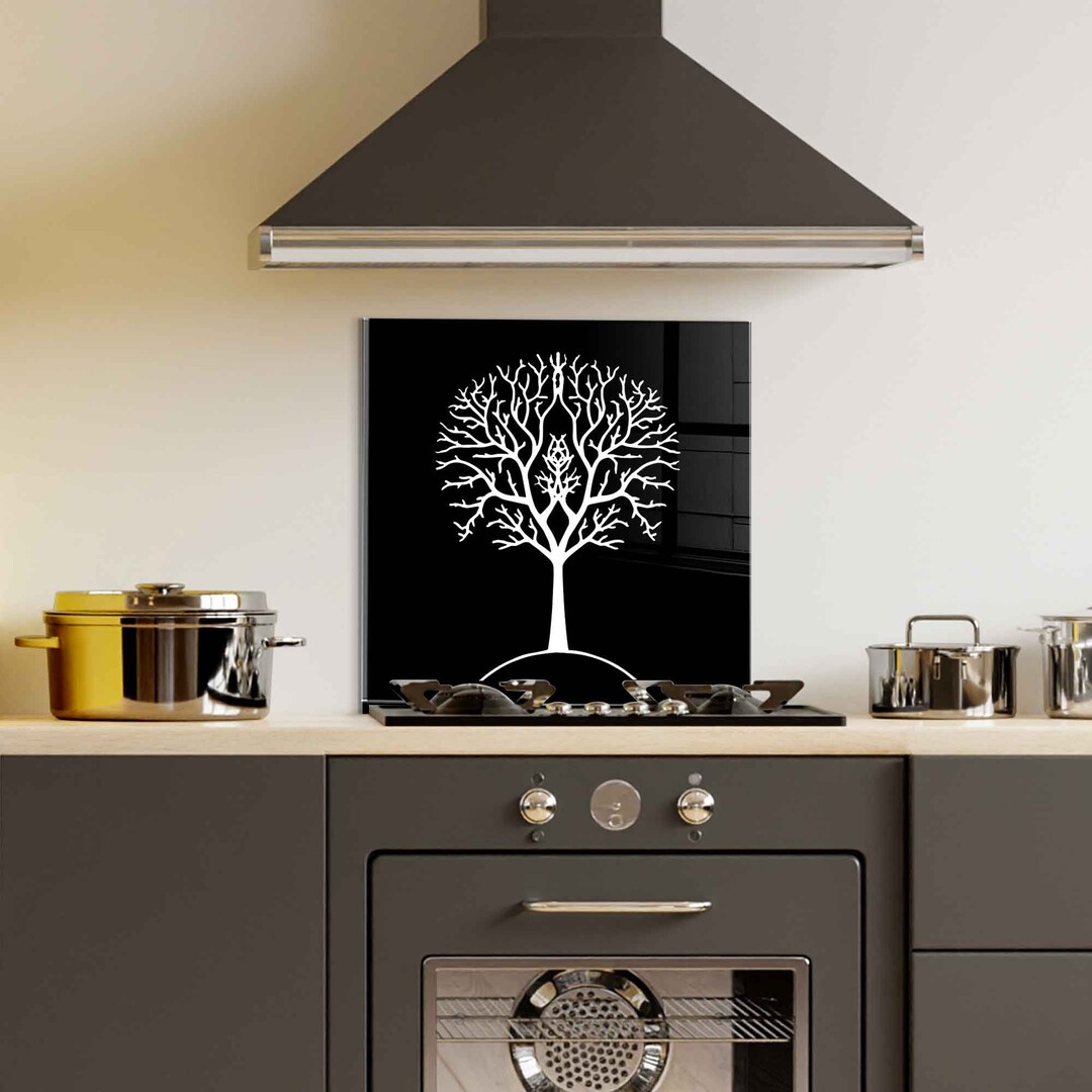 Kitchen Backsplash, Stove Back Cover, Tempered Glass Stove Backsplash ...