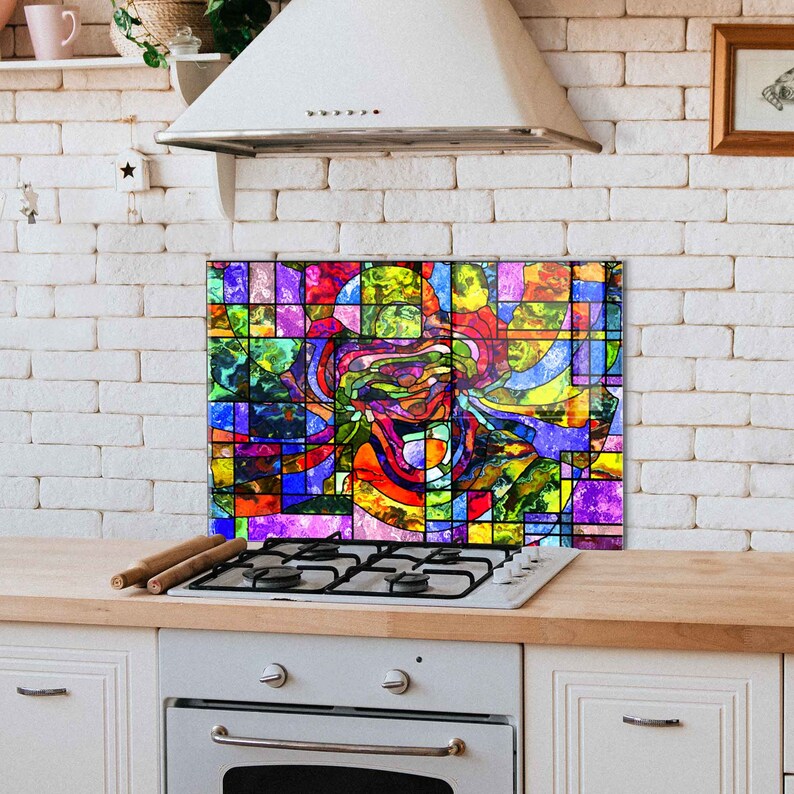 Kitchen Backsplash, Stove Back Cover, Tempered Glass Stove Backsplash ...