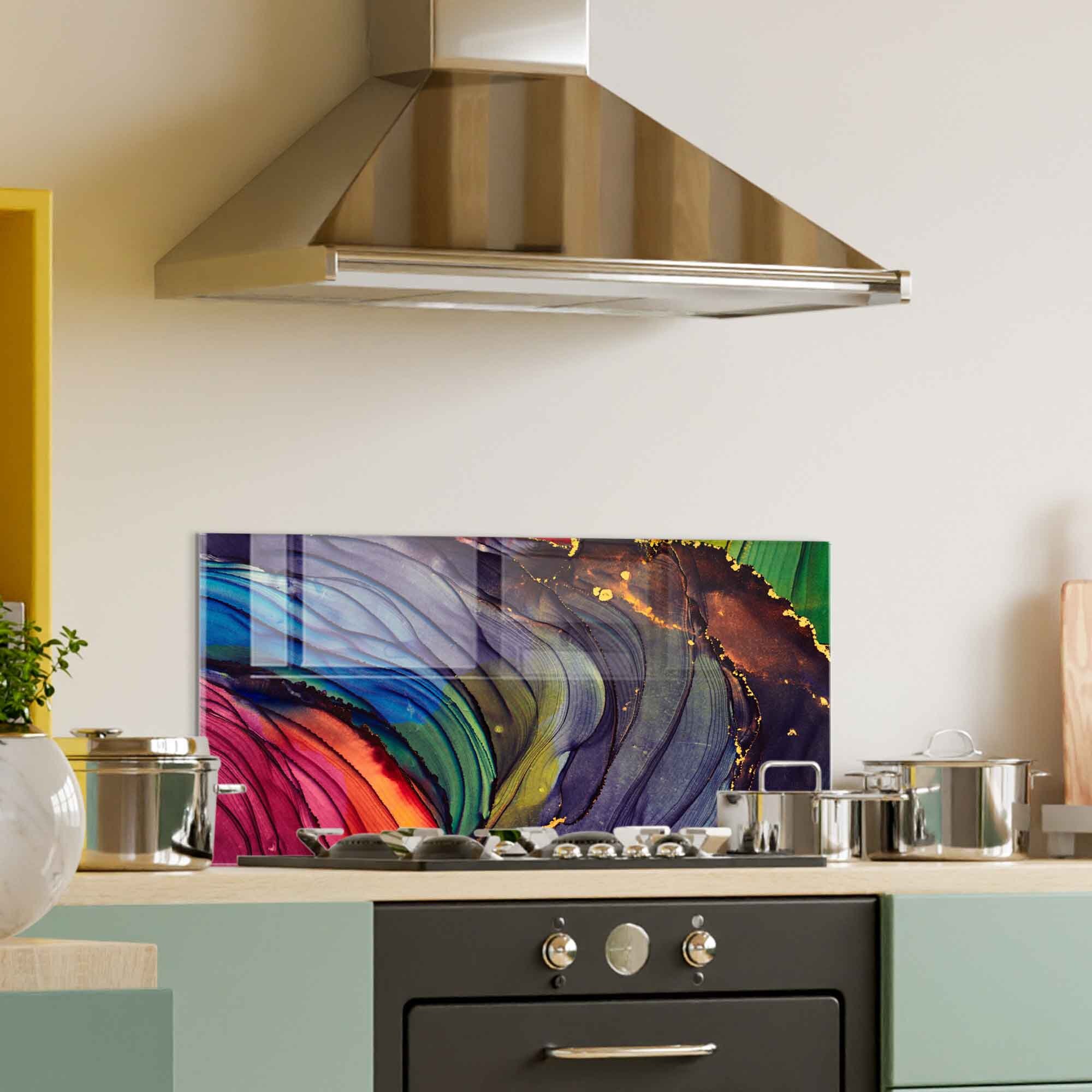 Kitchen Backsplash, Stove Back Cover, Tempered Glass Stove Backsplash ...