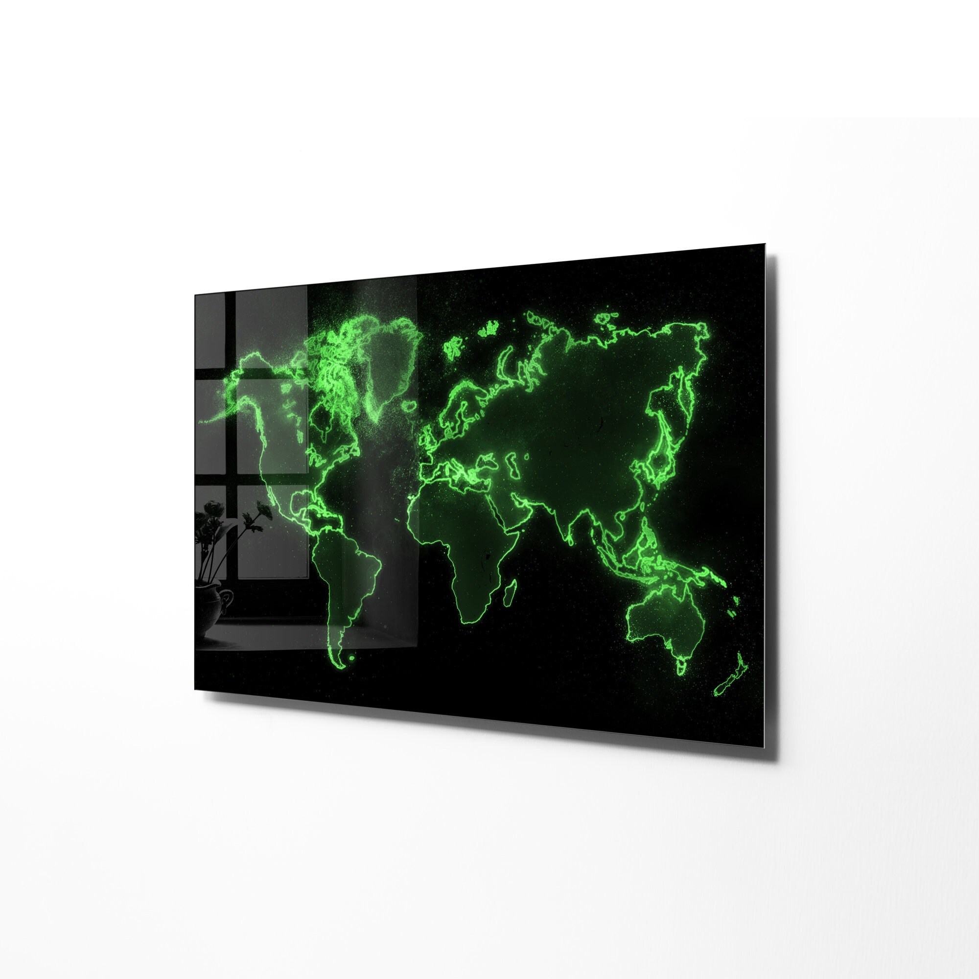 World Map Tempered Glass Wall Art Extra Large Wall Art - Etsy