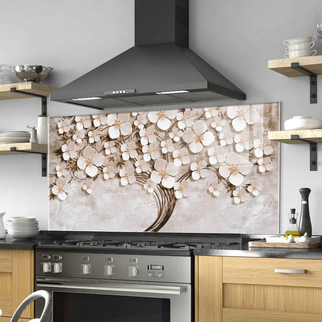 Tempered Glass Stove Backsplash Panel, Stove Back Cover, Kitchen Decor ...