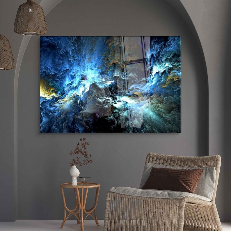 Extra Large Tempered Glass Wall Art, Abstract Clouds UV Print - Etsy