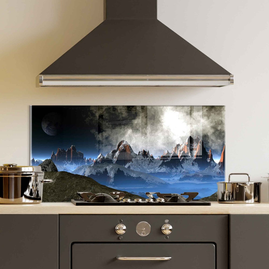 Kitchen Backsplash, Stove Back Cover, Tempered Glass Stove Backsplash ...