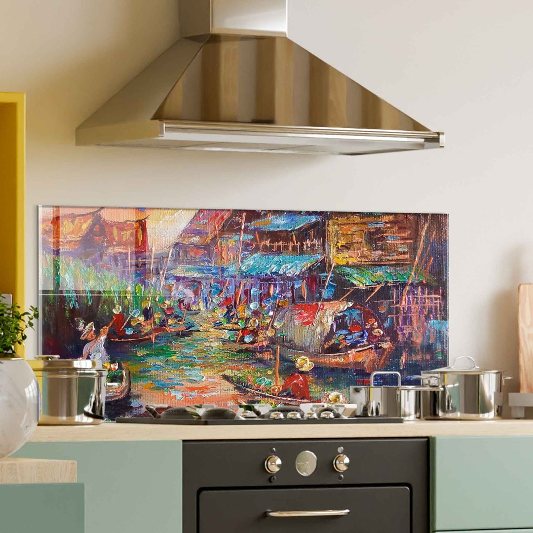 Tempered Glass Stove Backsplash Panel, Stove Back Cover, Kitchen Decor ...