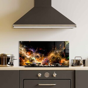 Kitchen Backsplash, Stove Back Cover, Tempered Glass Stove Backsplash ...