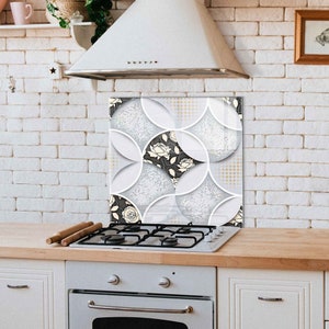 Kitchen Backsplash, Stove Back Cover, Tempered Glass Stove Backsplash ...