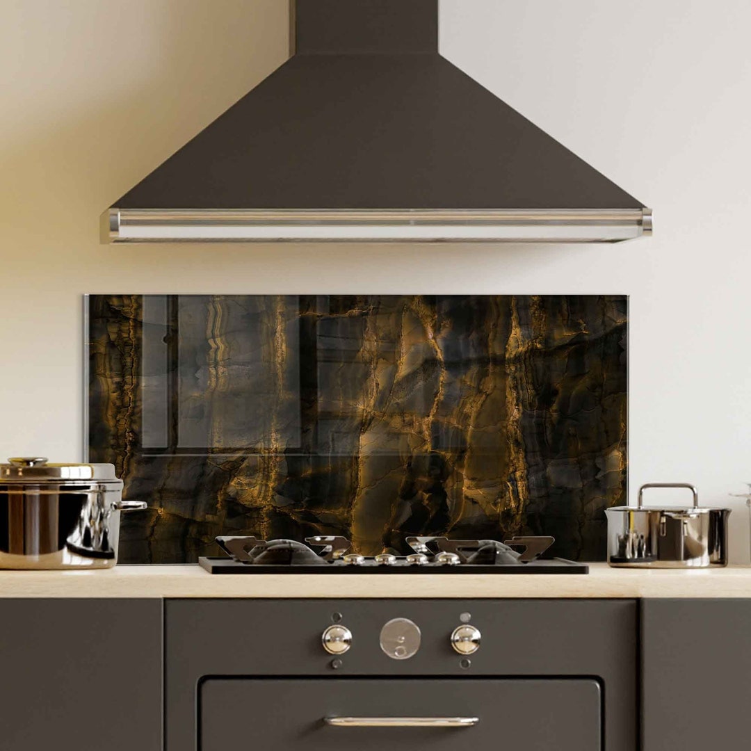 Stove Backsplash Glass Panel, Kitchen Wall Decor, Stove Top Back Cover ...