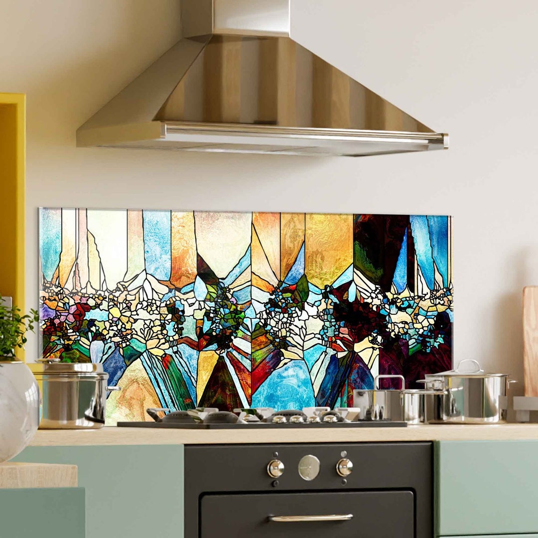 Kitchen Backsplash, Stove Back Cover, Tempered Glass Stove Backsplash ...