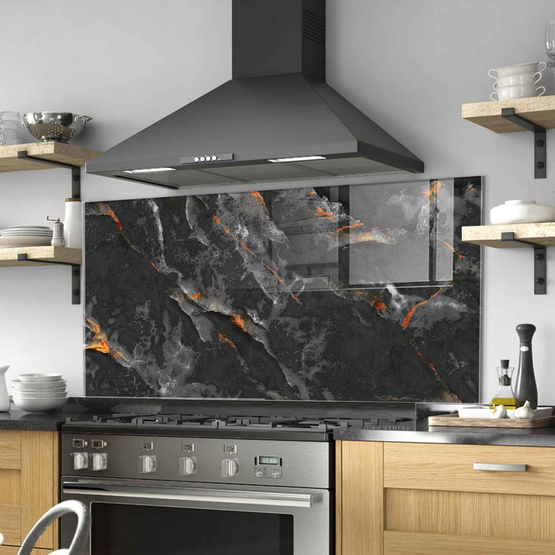 Kitchen Backsplash, Stove Back Cover, Tempered Glass Stove Backsplash ...