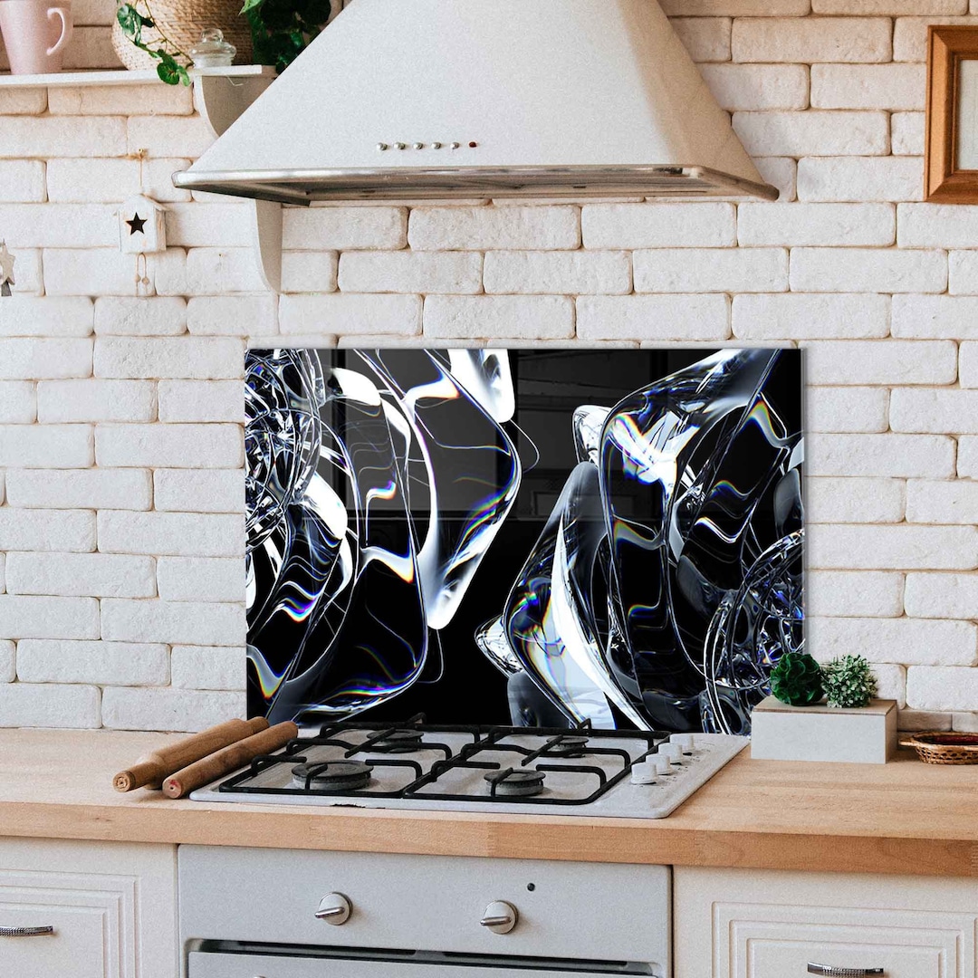 Tempered Glass Stove Backsplash Panel, Stove Back Cover, Kitchen Decor ...