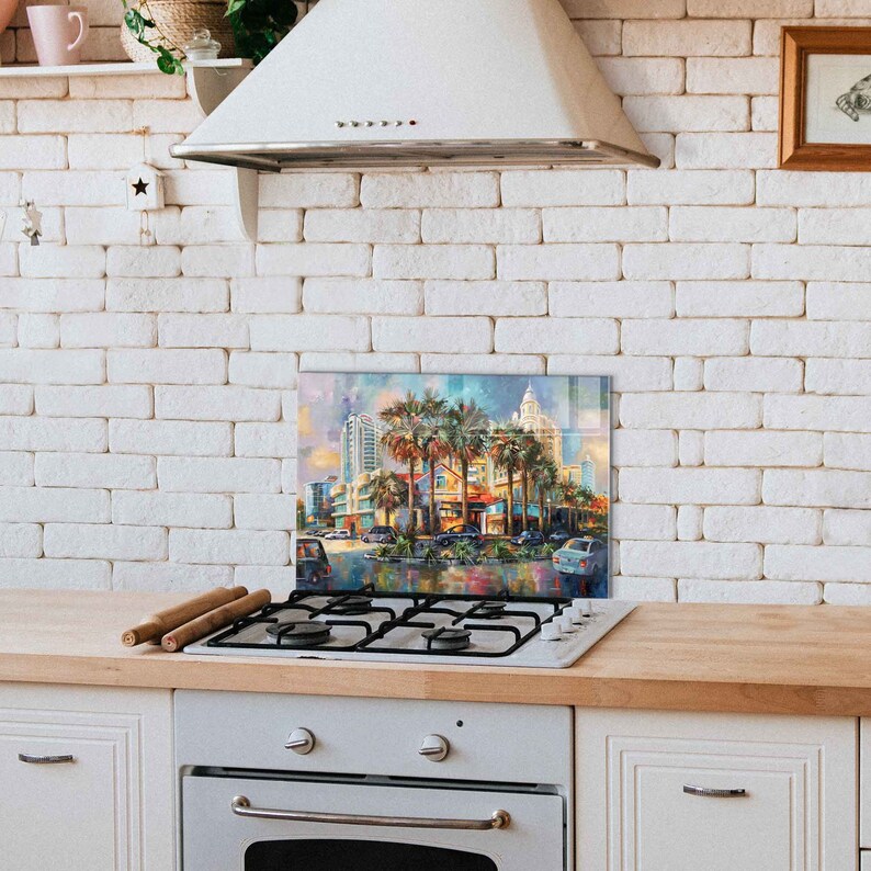 Tempered Glass Stove Backsplash Panel, Stove Back Cover, Kitchen Decor ...