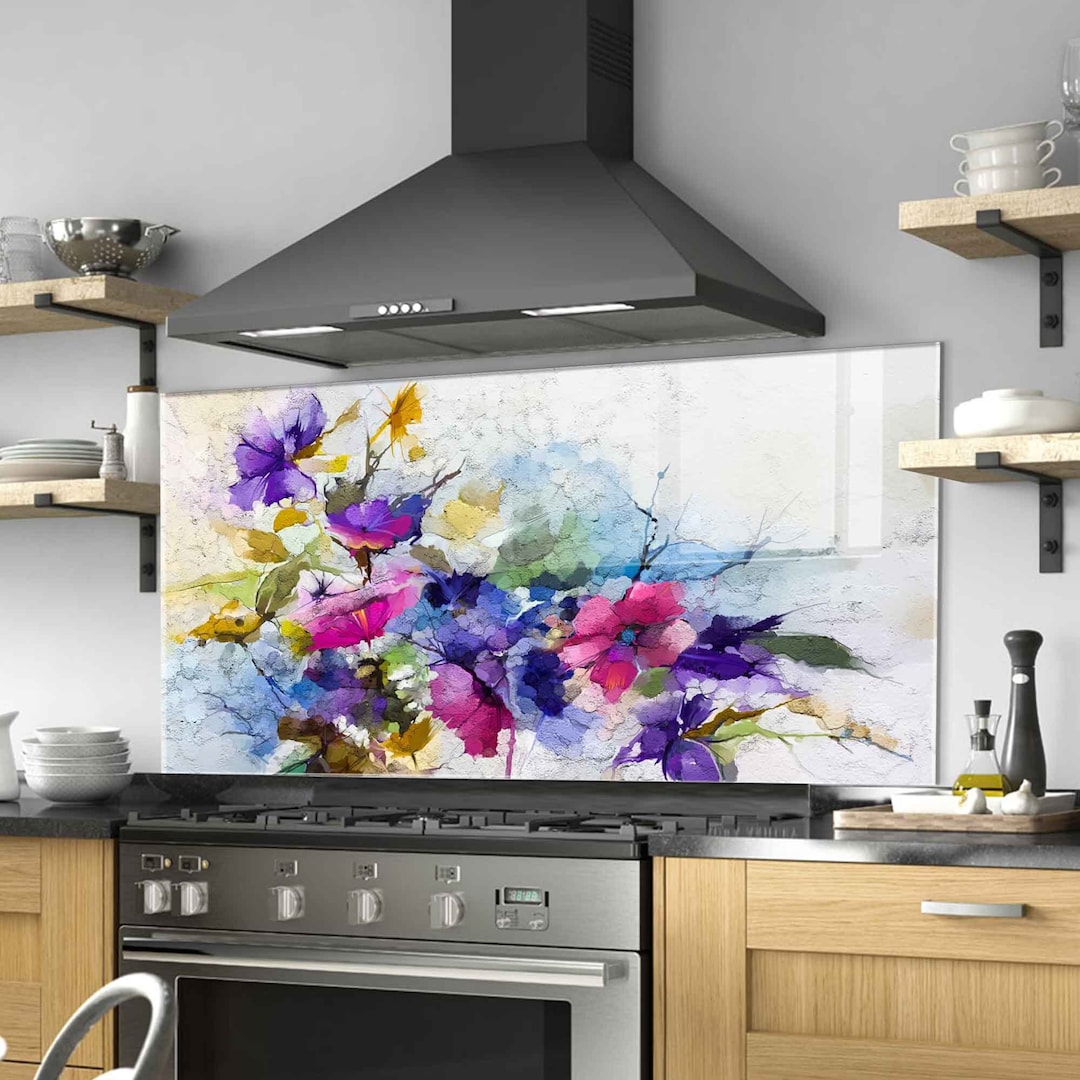 Tempered Glass Stove Backsplash Panel, Stove Back Cover, Kitchen Decor ...