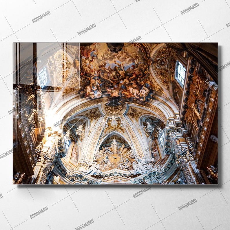 Cathedral Ceiling Tempered Glass Wall Art, Large Living Room Decor ...