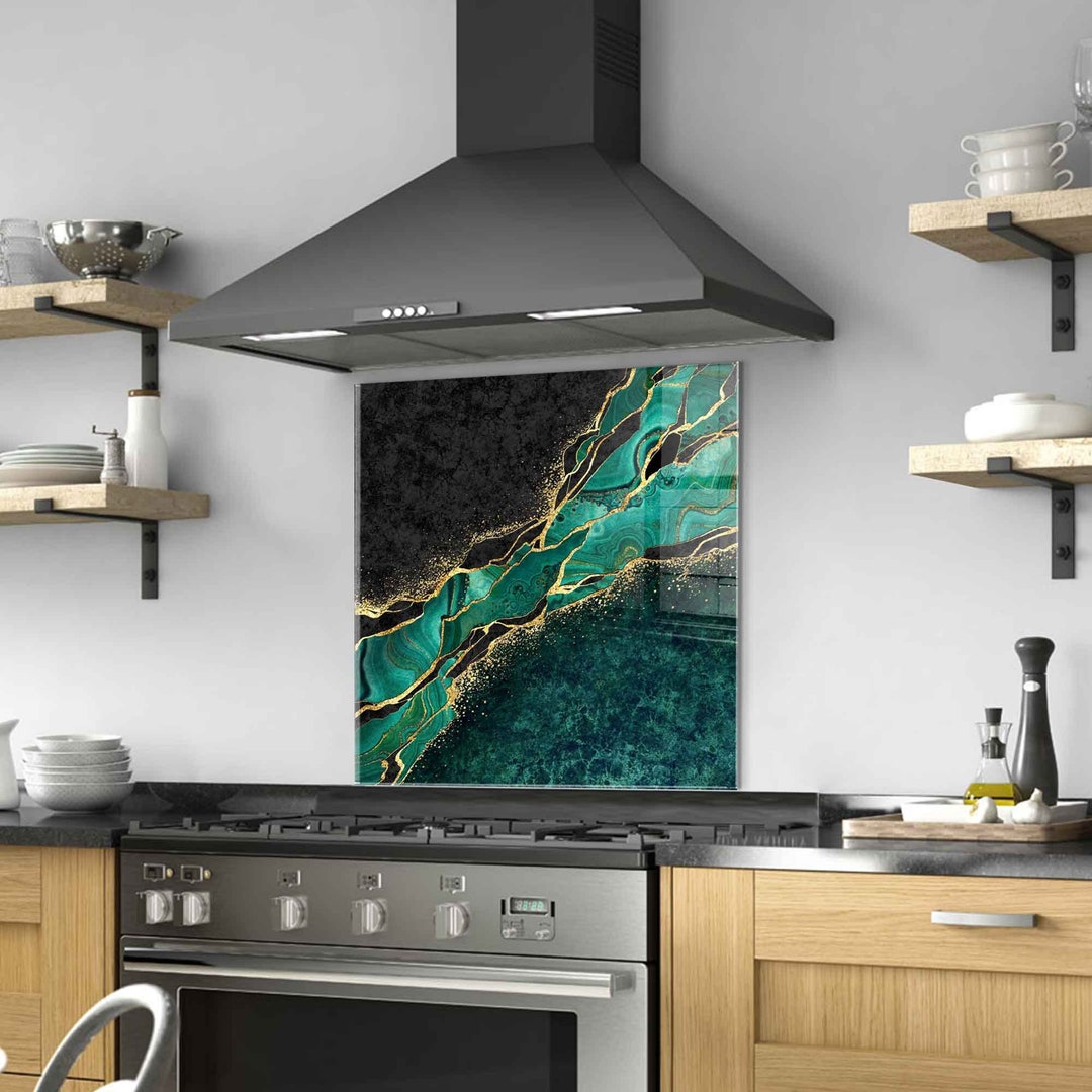 Kitchen Backsplash, Stove Back Cover, Tempered Glass Stove Backsplash ...