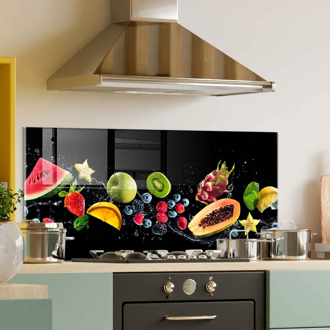 Stove Backsplash Glass Panel, Kitchen Wall Decor, Stove Top Back Cover ...