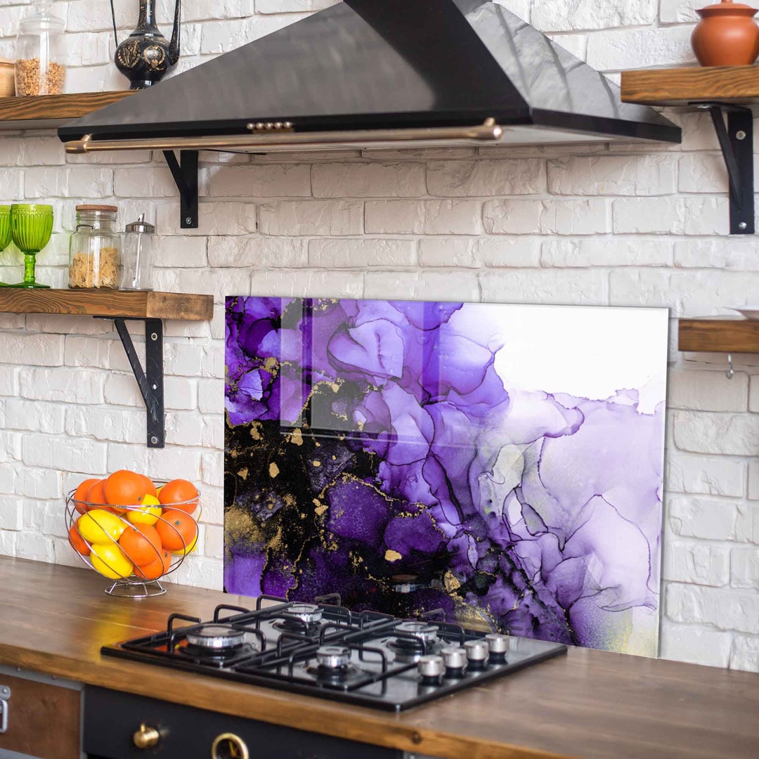 Kitchen Backsplash, Stove Back Cover, Tempered Glass Stove Backsplash ...