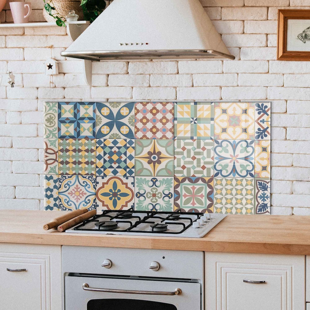Tempered Glass Kitchen Backsplash, Tile Design, Stove Top Cover - Etsy ...