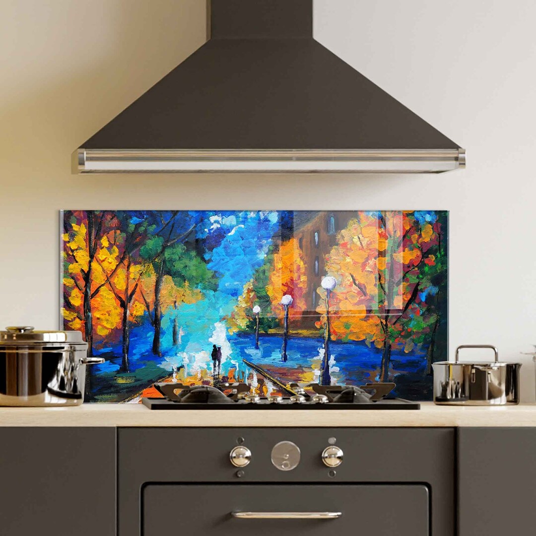 Kitchen Backsplash, Stove Back Cover, Tempered Glass Stove Backsplash ...