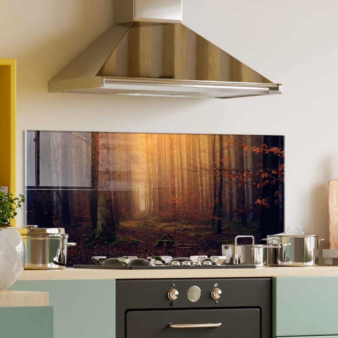 Kitchen Backsplash, Stove Back Cover, Tempered Glass Backsplash ...