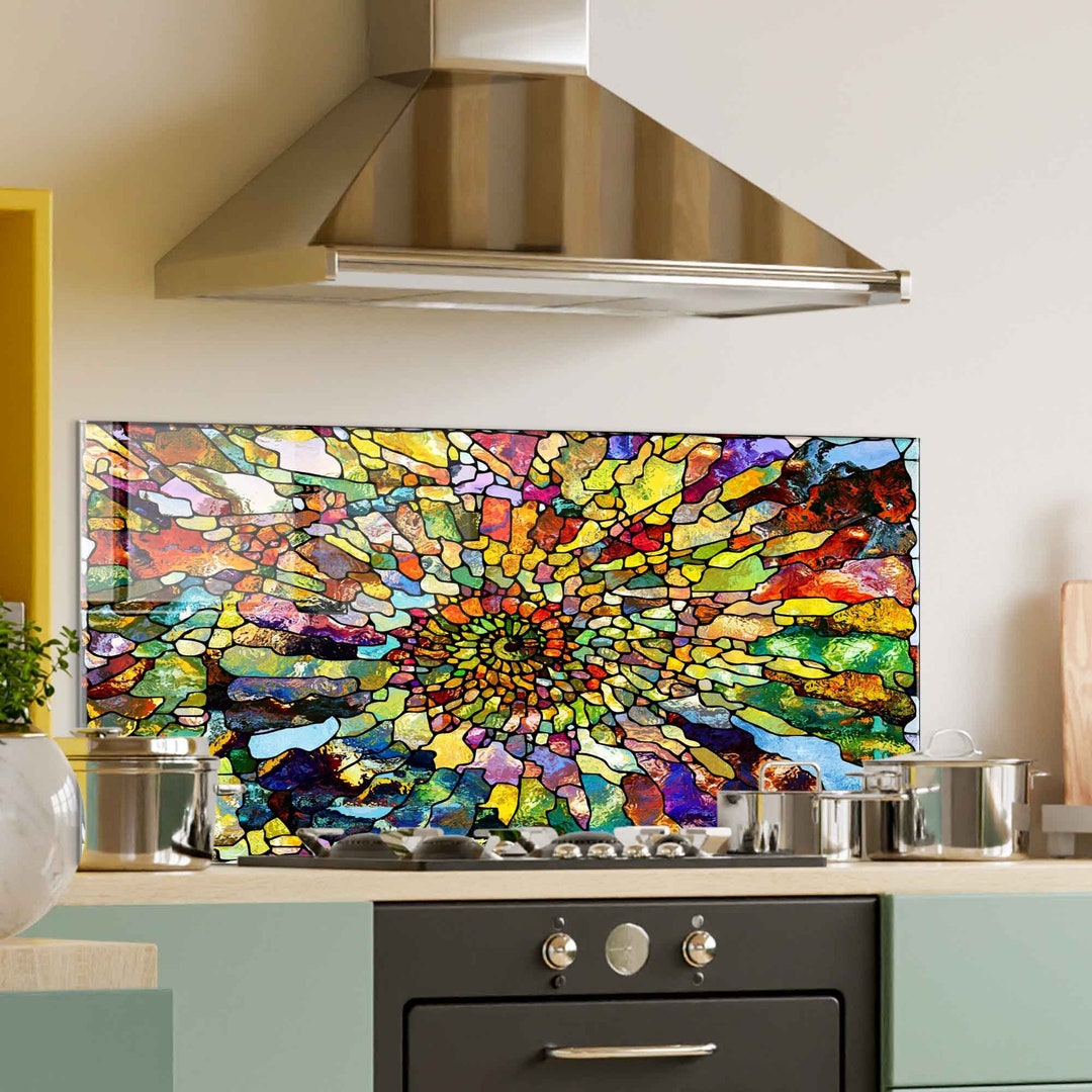 Kitchen Backsplash, Stove Back Cover, Tempered Glass Stove Backsplash ...