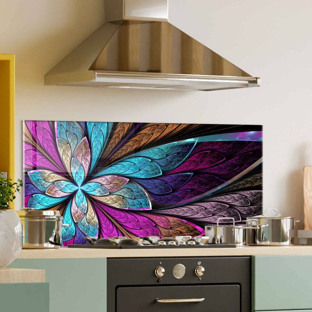 Tempered Glass Stove Backsplash Panel, Stove Back Cover, Kitchen Decor ...