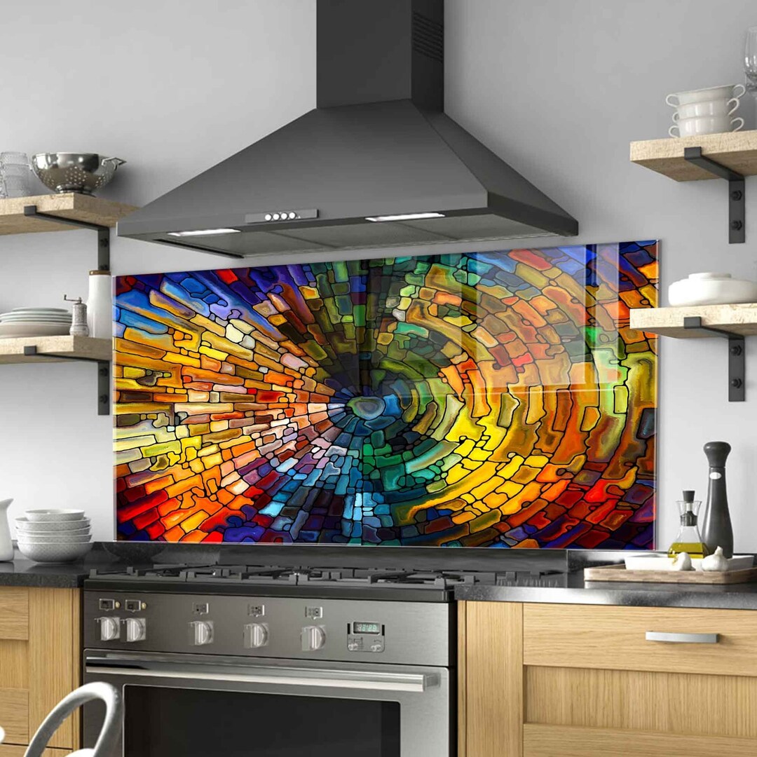 Kitchen Backsplash, Stove Back Cover, Tempered Glass Stove Backsplash ...