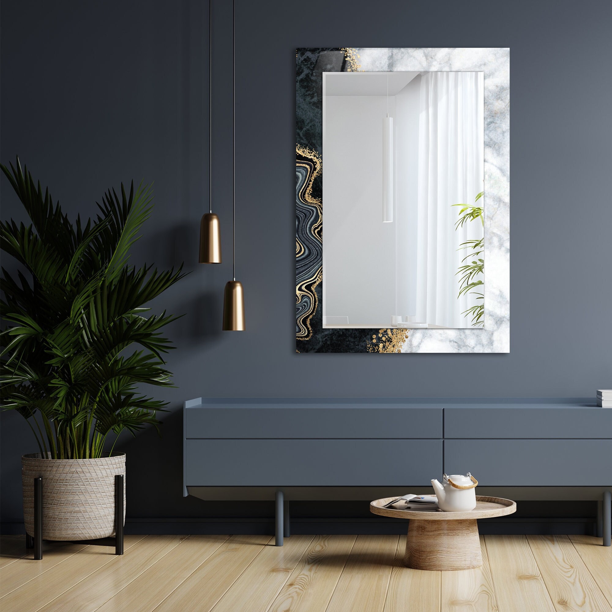 Decorative Mirror on Tempered Glass Wall Art, Luxury Home Decor, Modern ...